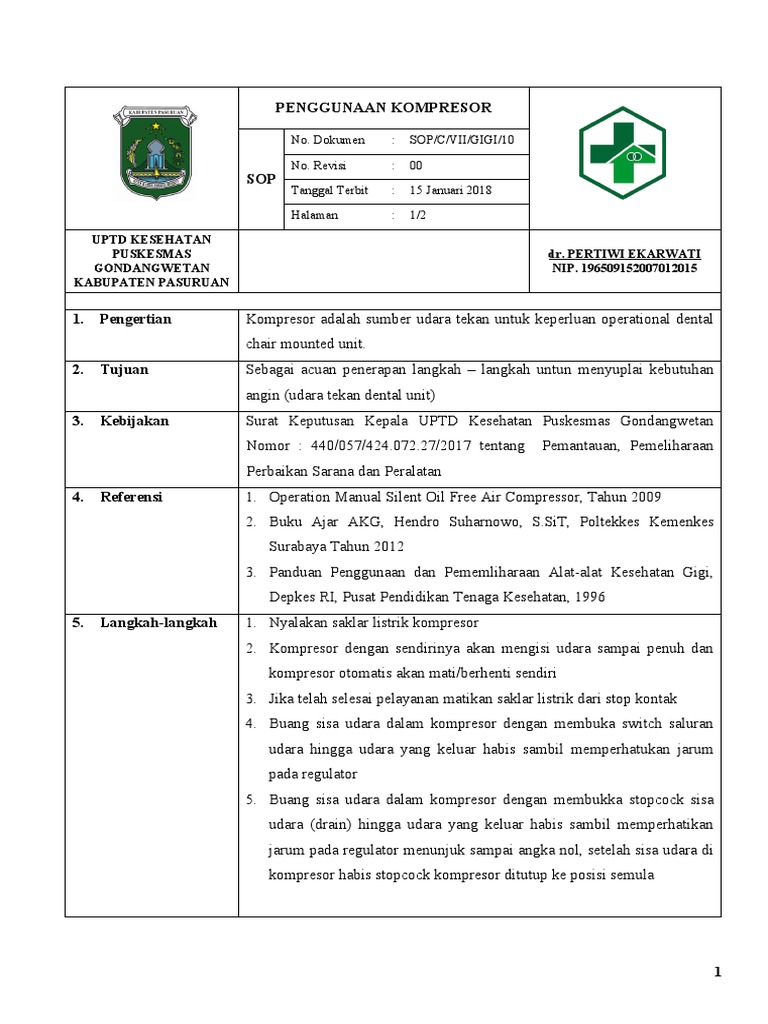 10 Sop Penggunaan Kompresor | PDF