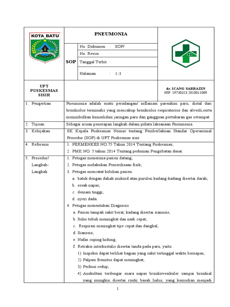 SOP Penanganan Pneumonia | PDF