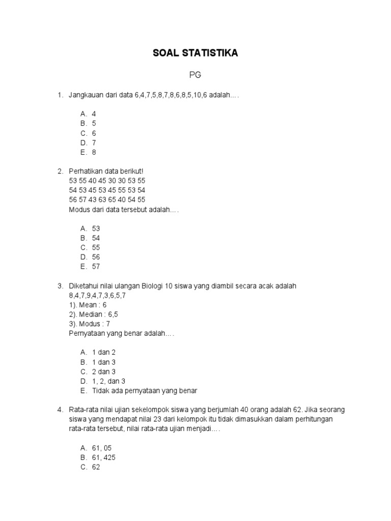 Soal Statistika (Kelompok 3-X3) | PDF