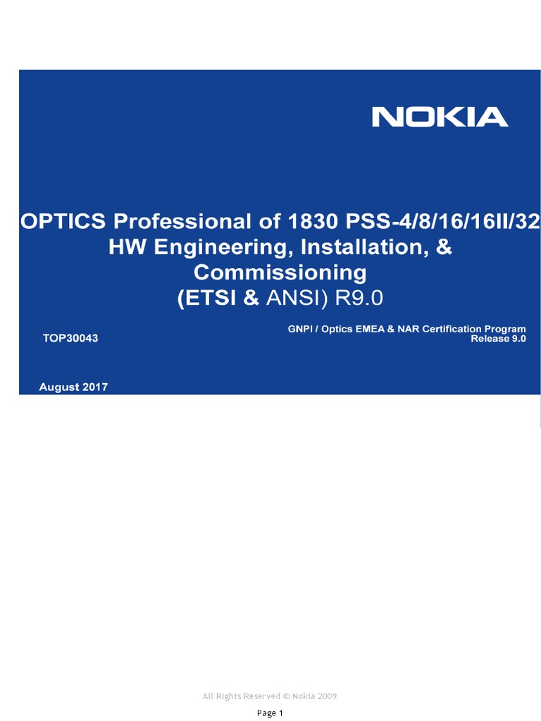 Nokia 1830 PSS-32 Installation Guide | PDF | Optical Fiber ...
