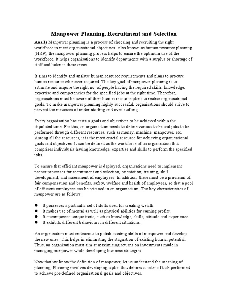 Manpower Planning | PDF | Performance Appraisal | Human Resources