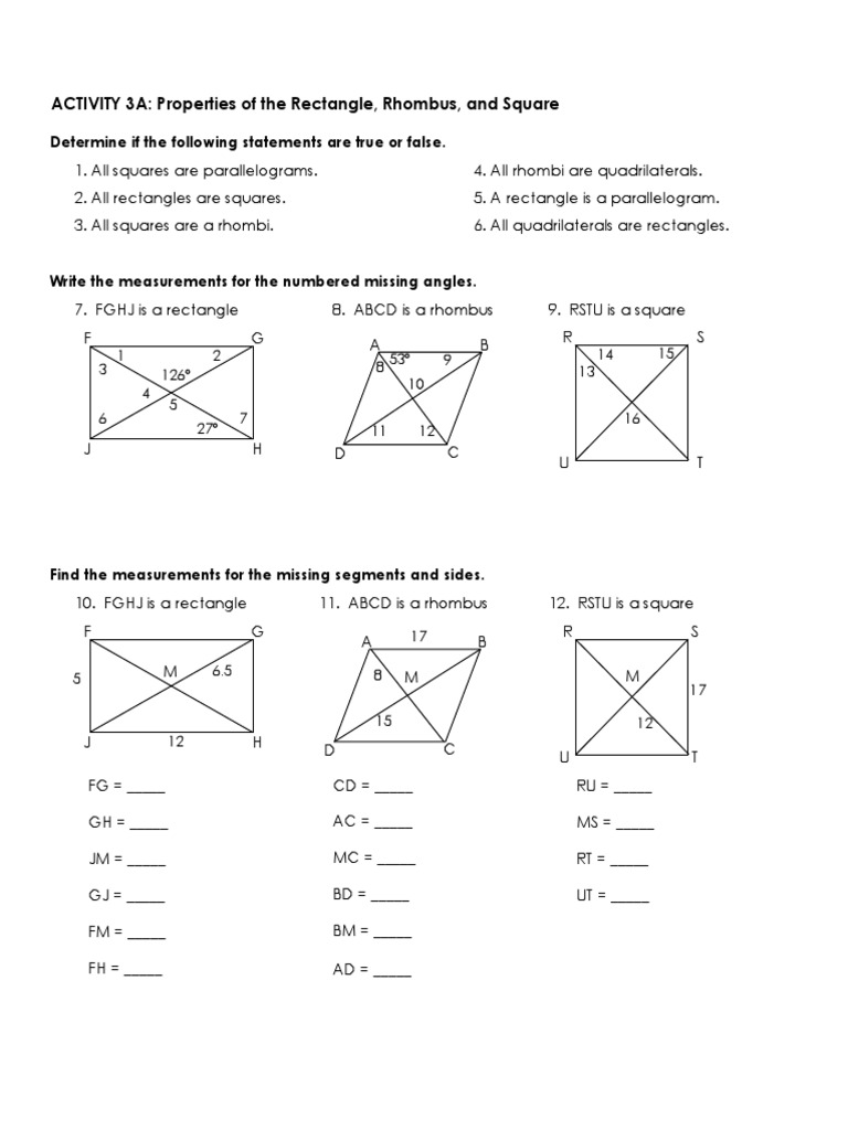 G9 Activity 3A | PDF | Rectangle | Geometric Objects