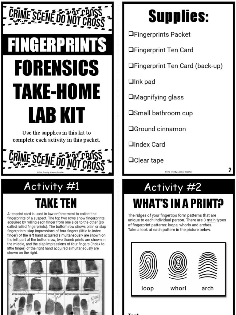 Forensics Take Home Lab Kit - Editable | PDF | Fingerprint | Techniques Forensics Take Home Lab Kit - Editable | PDF | Fingerprint | Techniques