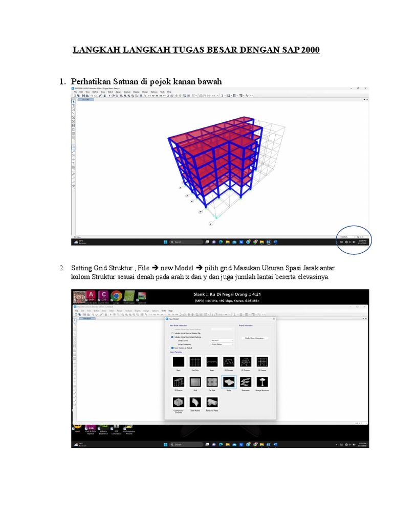 Langkah Langkah Gambar Di SAP2000 | PDF