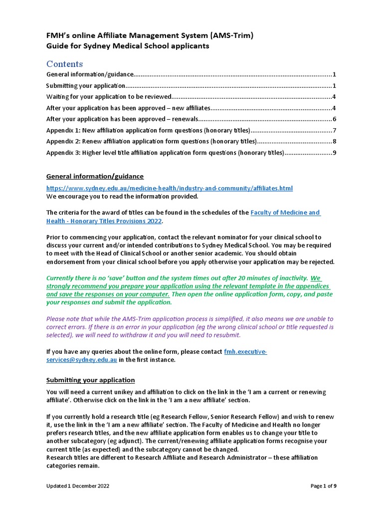 FMH AMS Trim Guide 01 12 2022 | PDF | Medical School | Computing