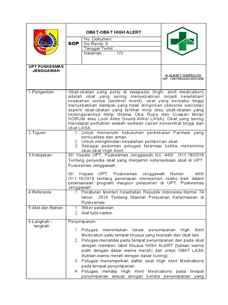 Sop High Alert | PDF