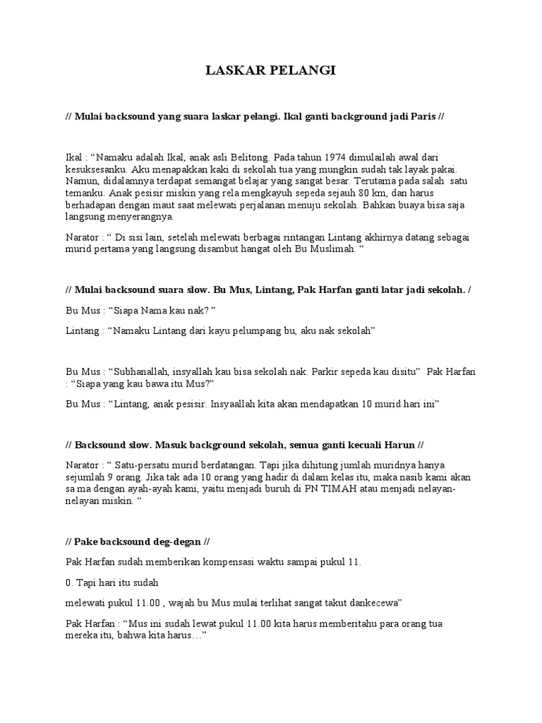 Naskah Laskar Pelangi | PDF