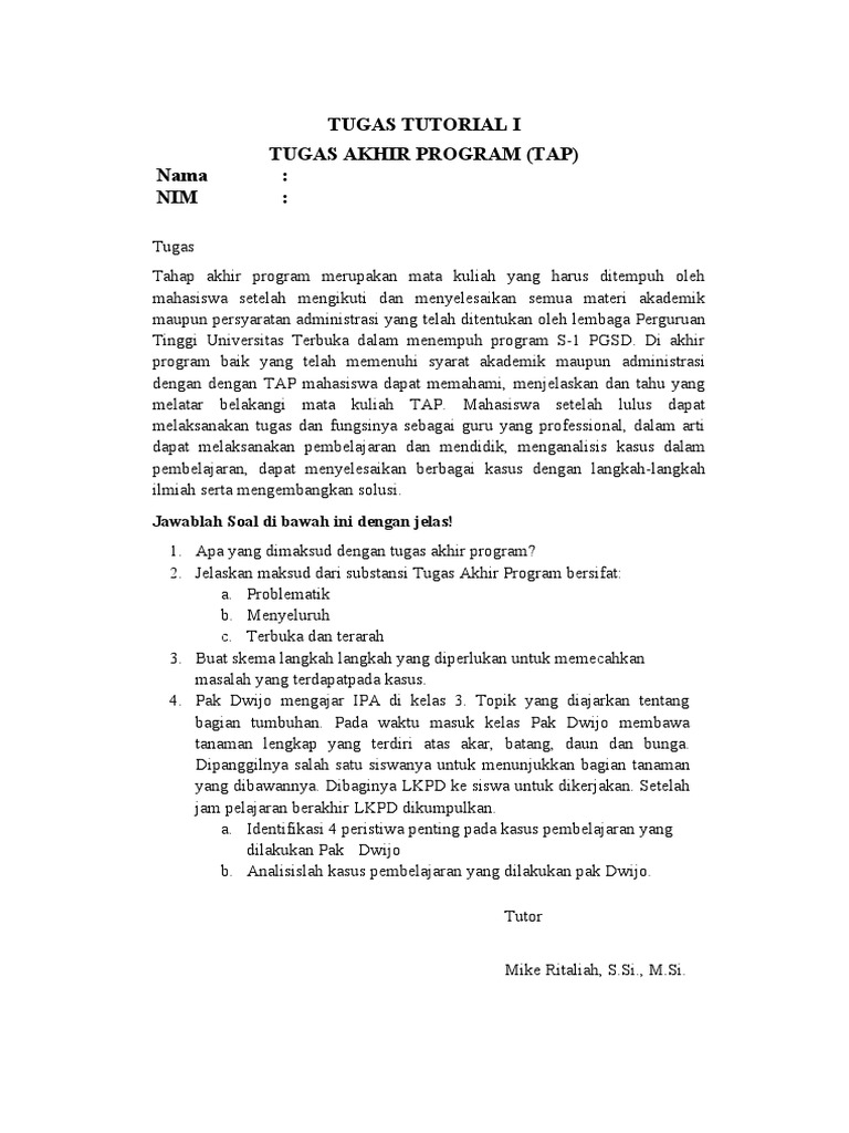 Tugas Tutorial I Tap | PDF | Karier & Perkembangan