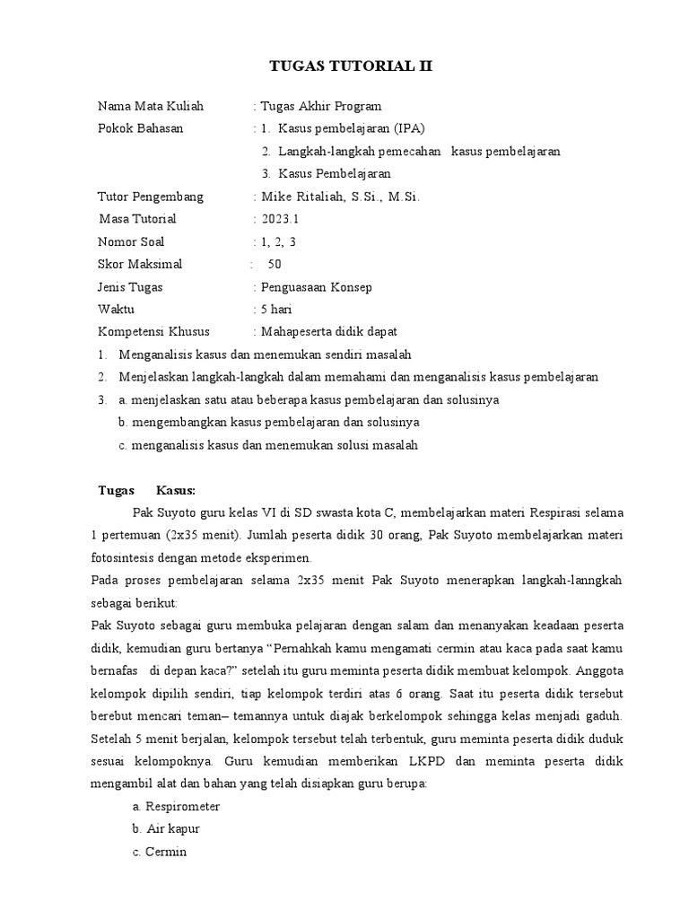 Tugas Tutorial Ii Tap | PDF