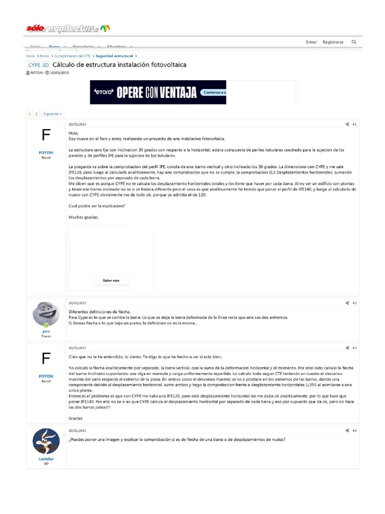 CYPE 3D - Cálculo de Estructura Instalación Fotovoltaica - Foros Sólo Arquitectura-1 | PDF
