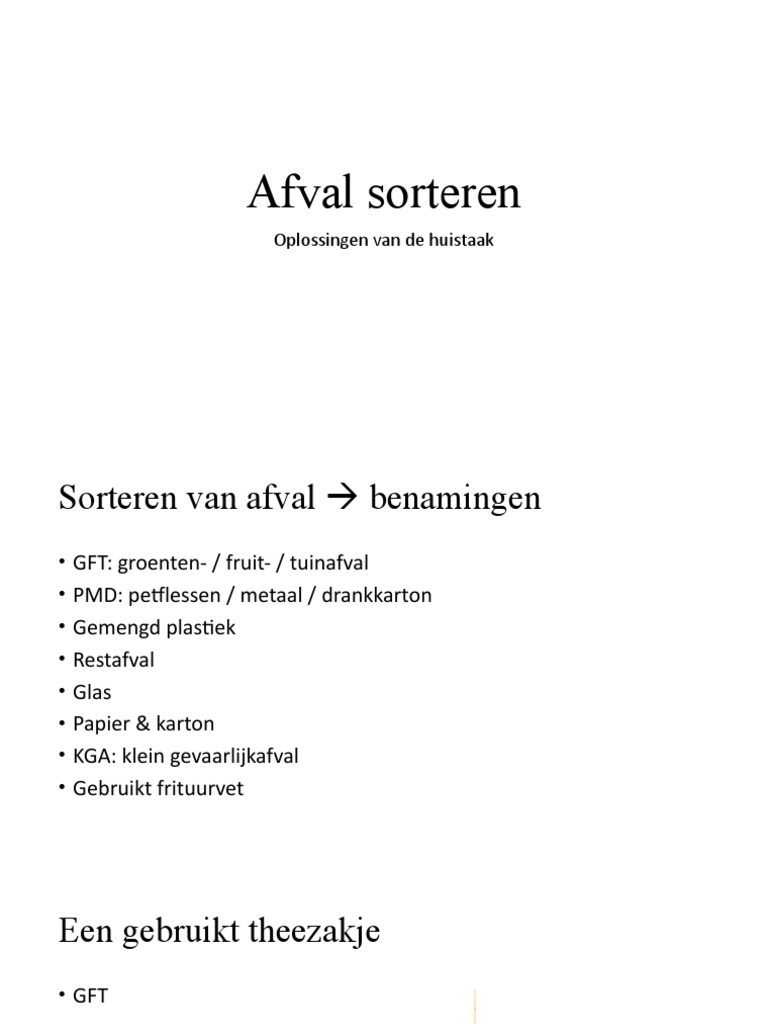 Afval Sorteren Oplossingen Huistaak | PDF
