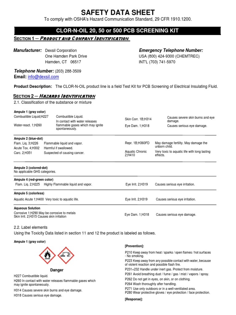 CLOR N OIL SDS Revision 15 6 10 2021 | PDF | Personal Protective ...