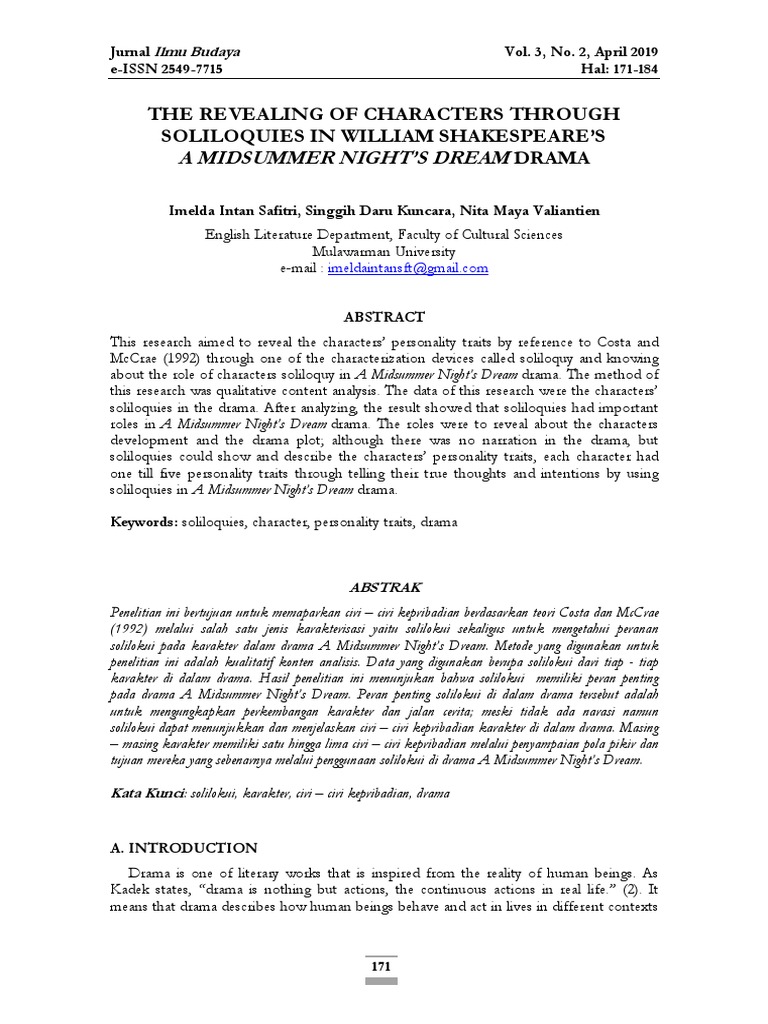 The Revealing of Characters Through | PDF | Psychological Concepts ...