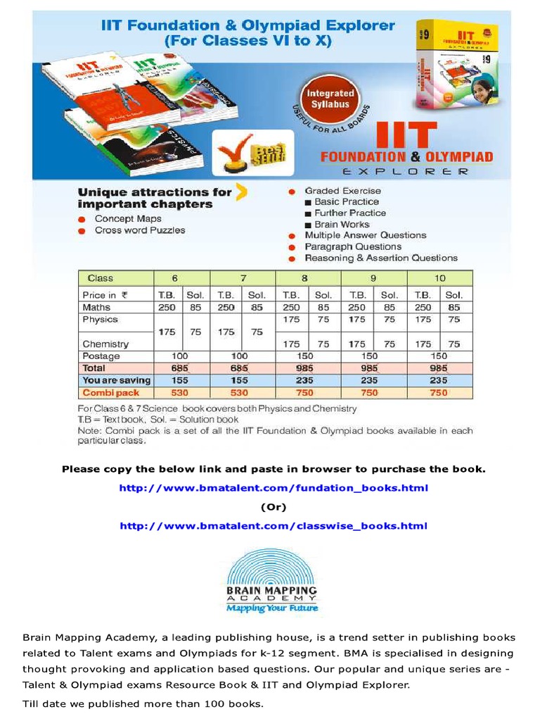 Class 6 Iit Foundation Olympiad Explorer | PDF