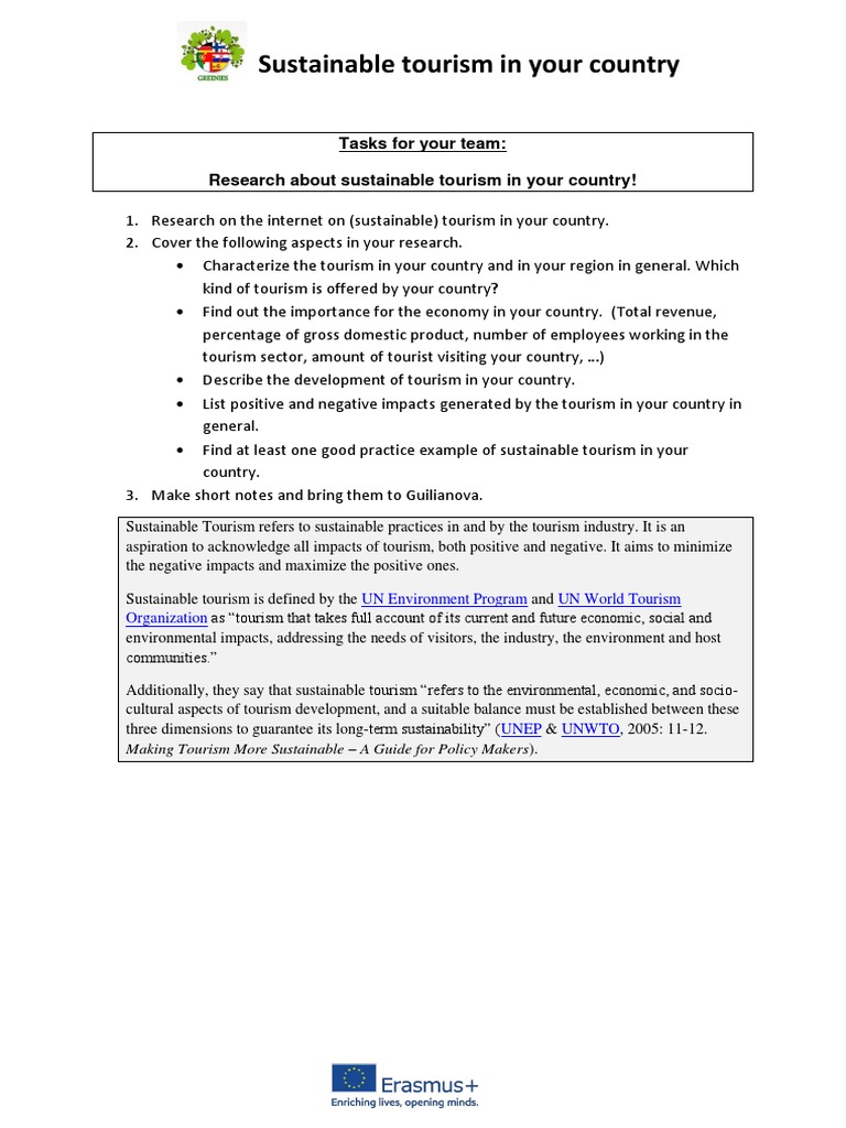 worksheet sustainable tourism | PDF