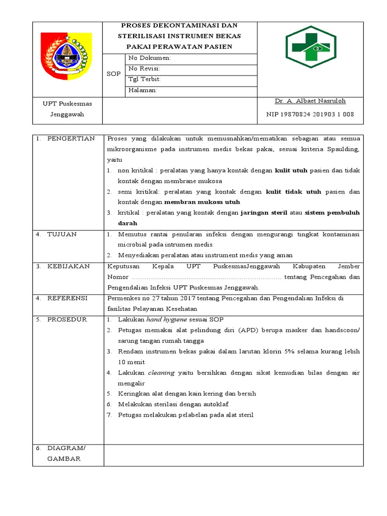 SOP Dekontaminasi & Sterilisasi Instrumen | PDF