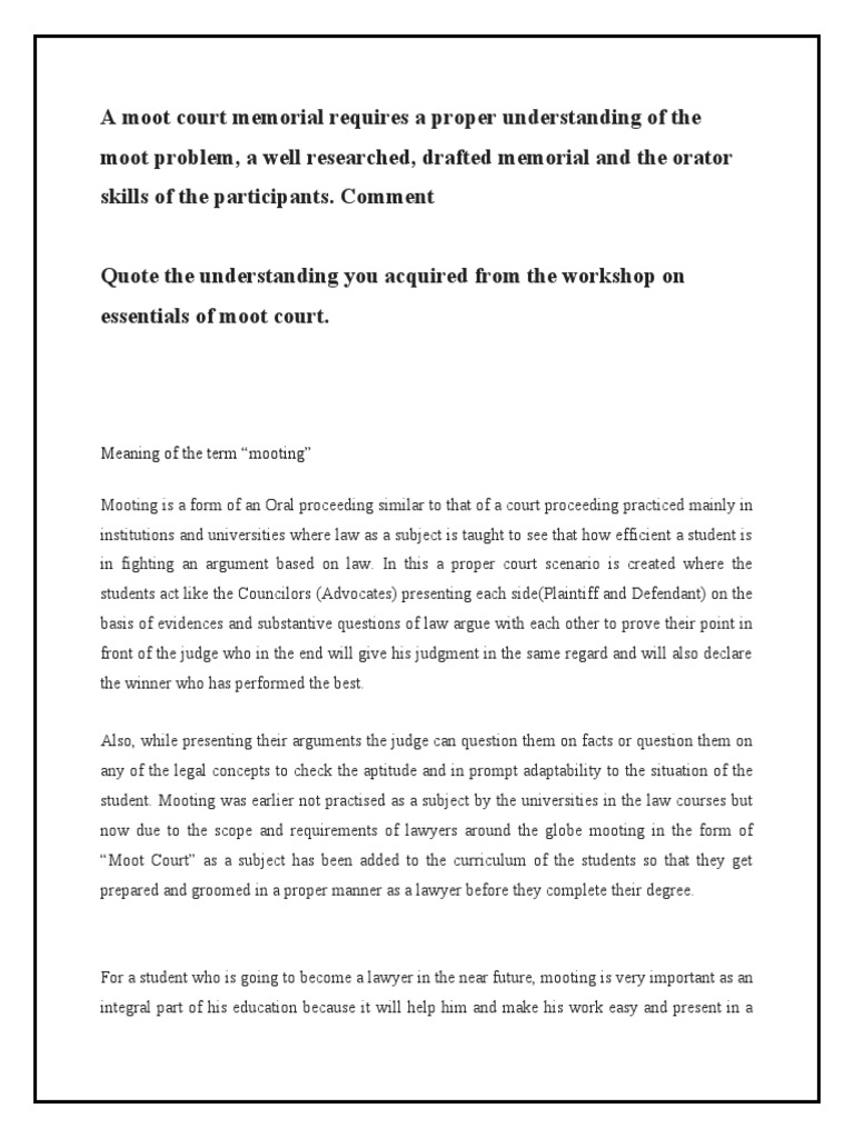 Essentials of Moot Court Memorials | PDF | Justice | Crime & Violence