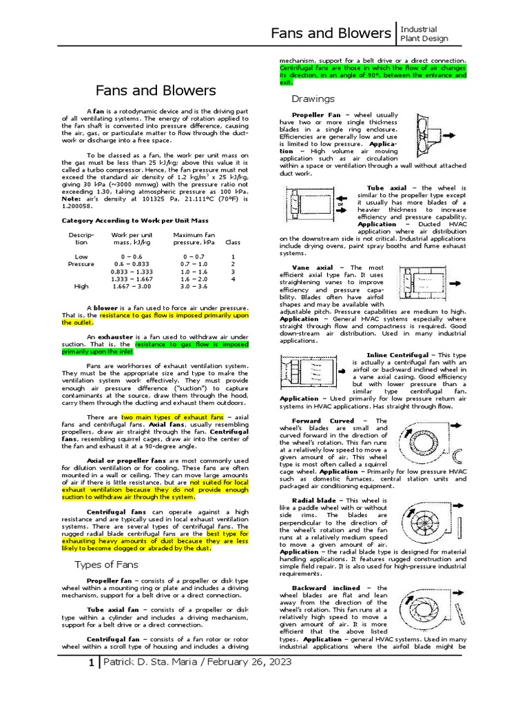 Types and Functions of Fans and Blowers | PDF | Gas Technologies ...