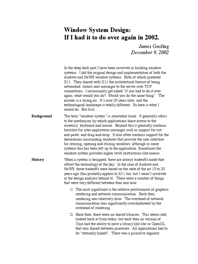 Window System Design If I Had It To Do Over Again In 2002 Pdf Window Computing Library