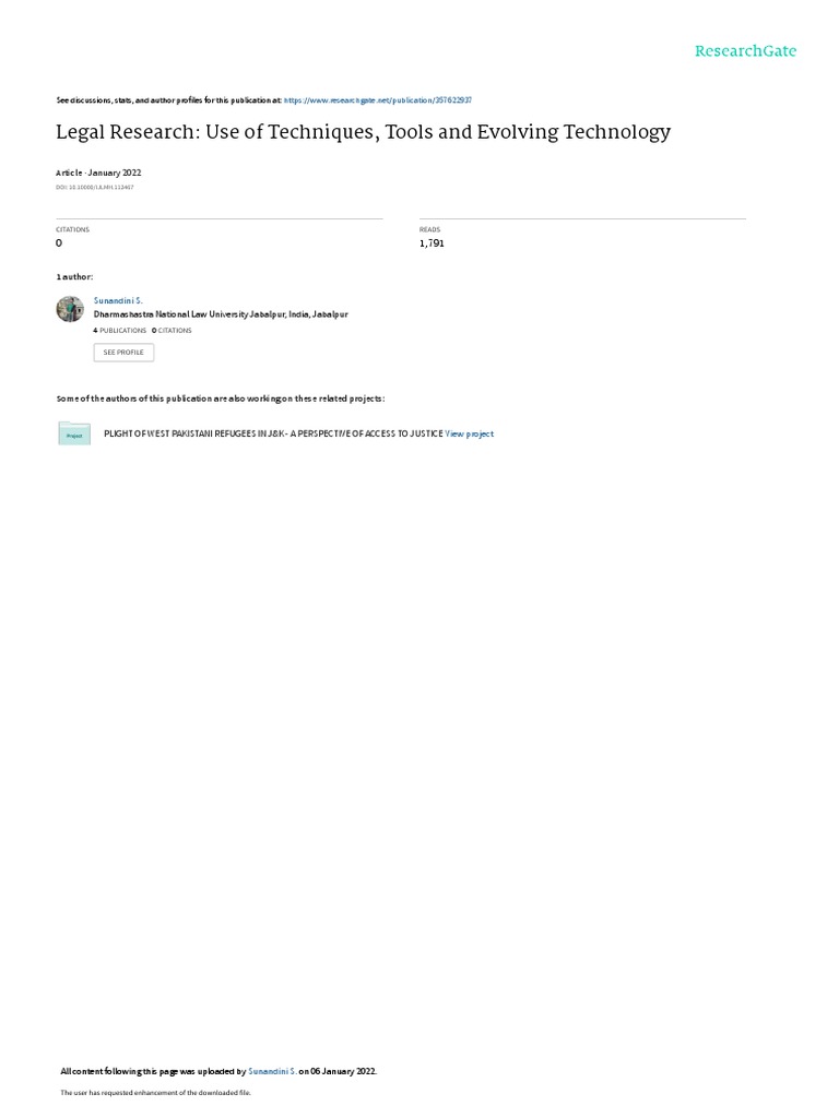 Legal Research Use of Techniques Tools and Evolving Technology | PDF ...