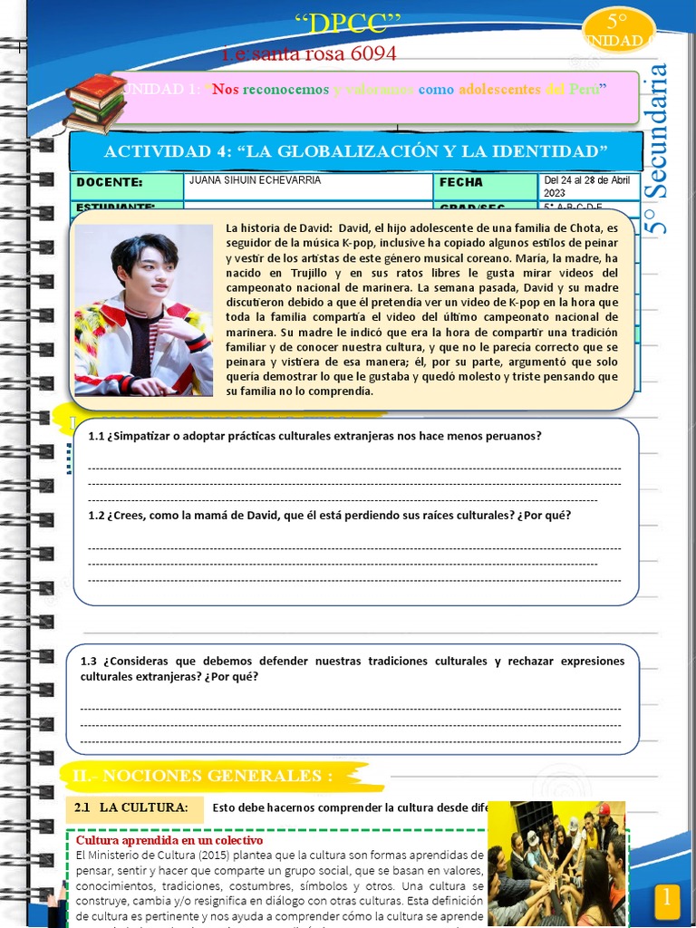 5° Dpcc-Actv.4-Uni 1-2023 | PDF | Los símbolos | Globalización