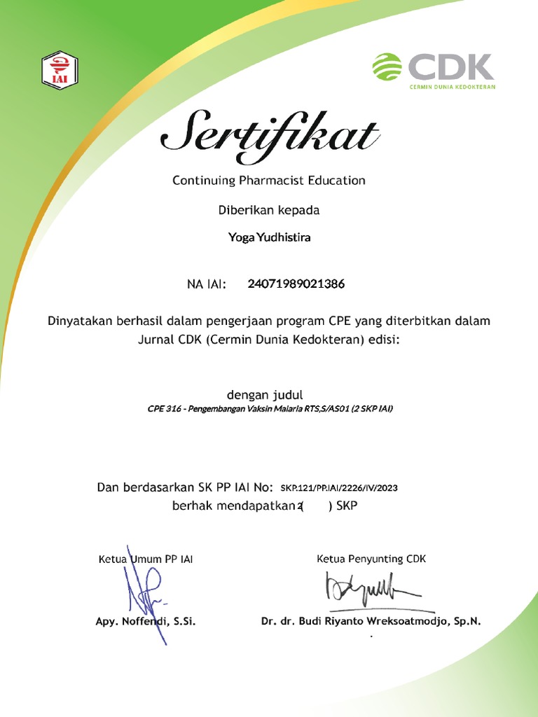 CDK 316 Sertifikat | PDF