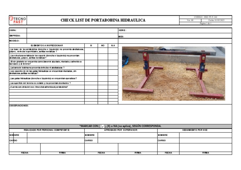 HSE-TF-F-144 Check List de Portabobina | PDF