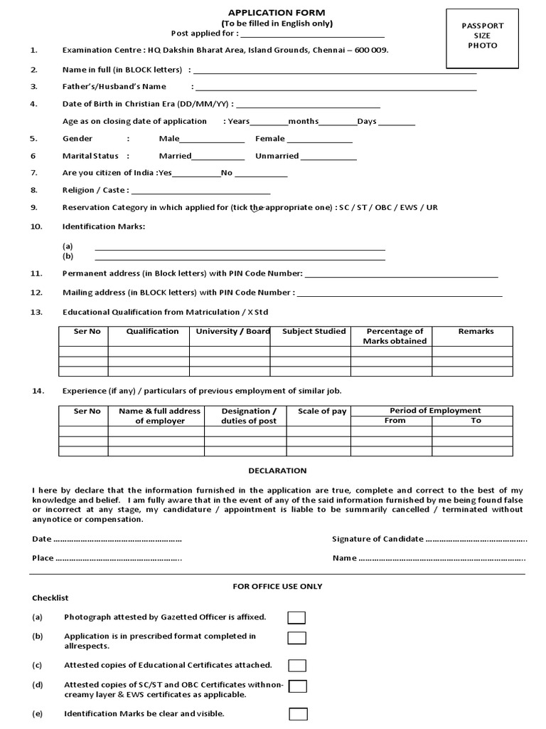 OnlineForms - in HQ Dakshin Bharat Area Chennai 02042023 Notification ...