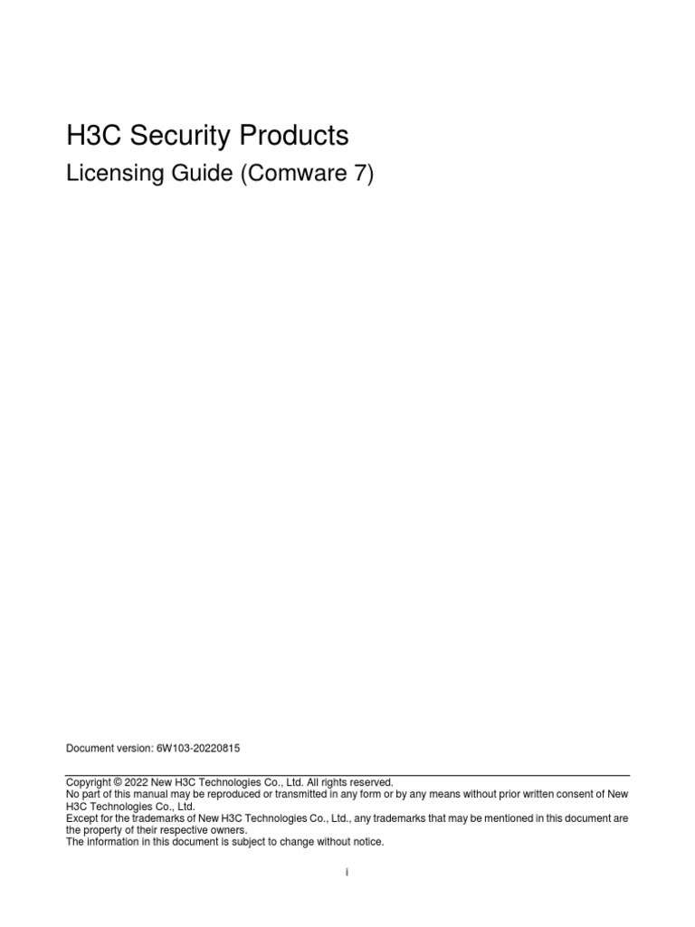 2.-H3C Security Products Licensing Guide(Comware 7)-6W103 | PDF | Command Line Interface ...