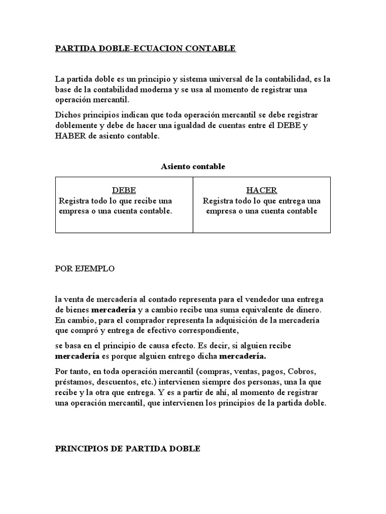 Partida Doble-Ecuacion Contable | PDF | Contabilidad | Servicios ...