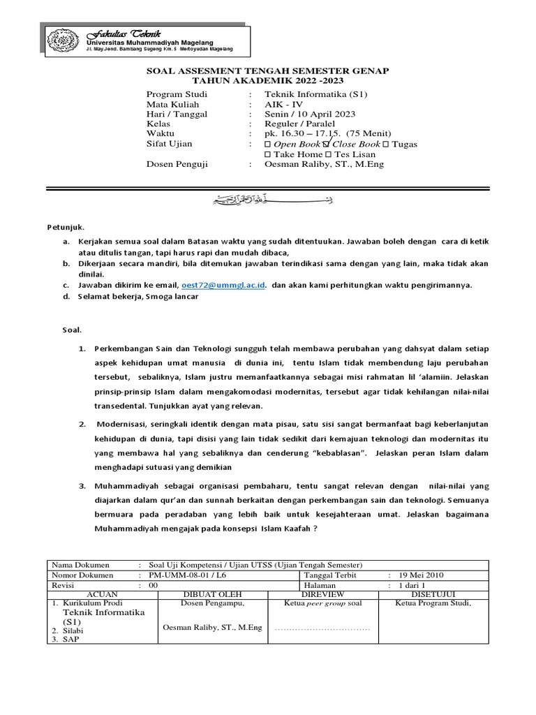 Soal Ujian AIK - Online | PDF