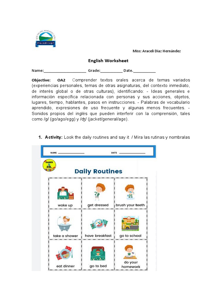 Guia 5to Daily Routines | PDF