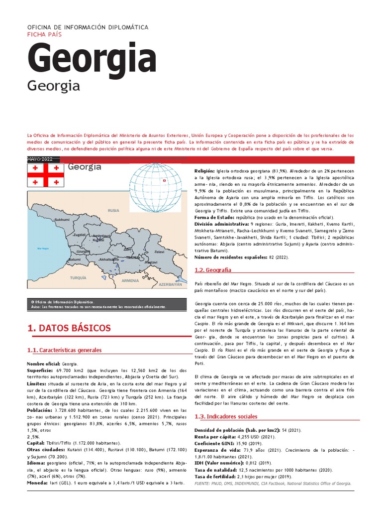 Georgia - Ficha Pais | PDF | Georgia (país) | Cáucaso