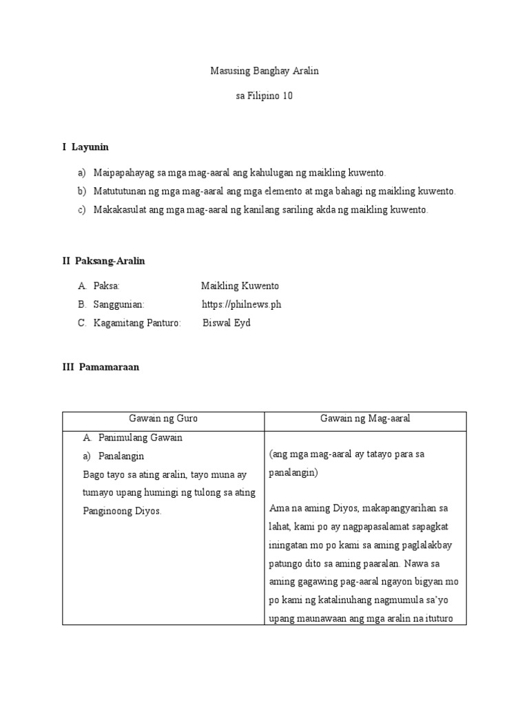 Masusing Banghay Aralin | PDF
