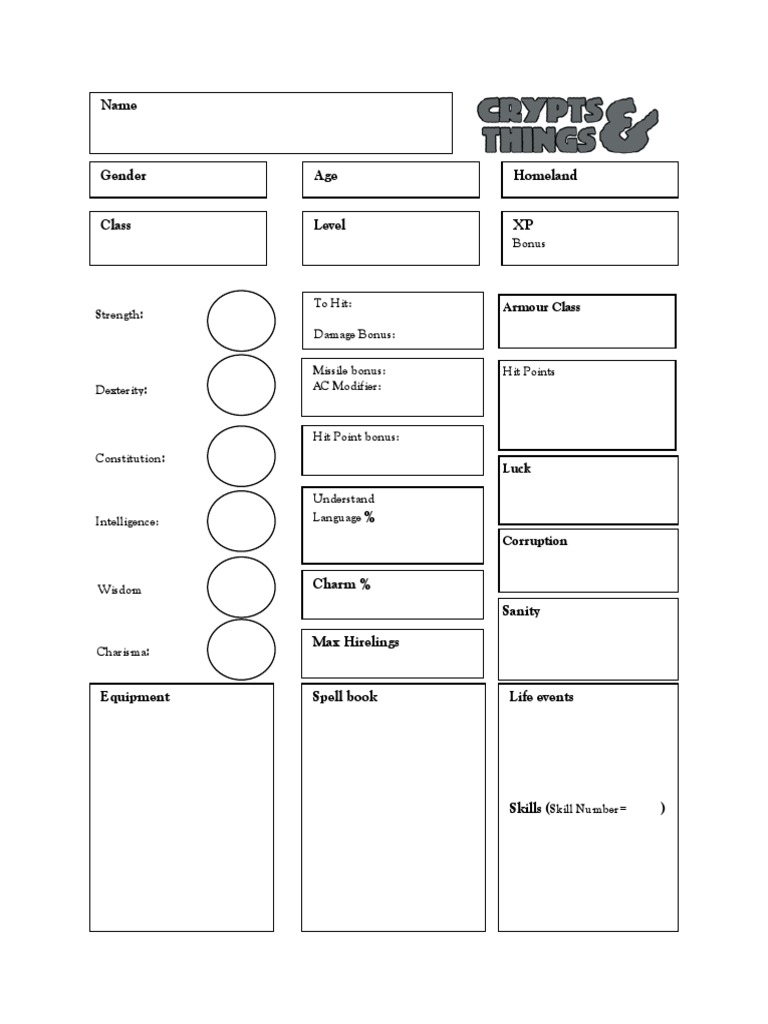 RPG Character Sheet Template | PDF