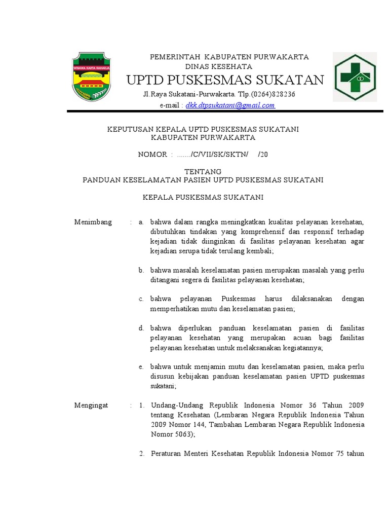 Fik Panduan - Keselamatan - Pasien - Puskesmas - Sukatani | PDF