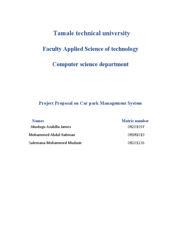 Car Park Management System Proposal | PDF | Software Development ...