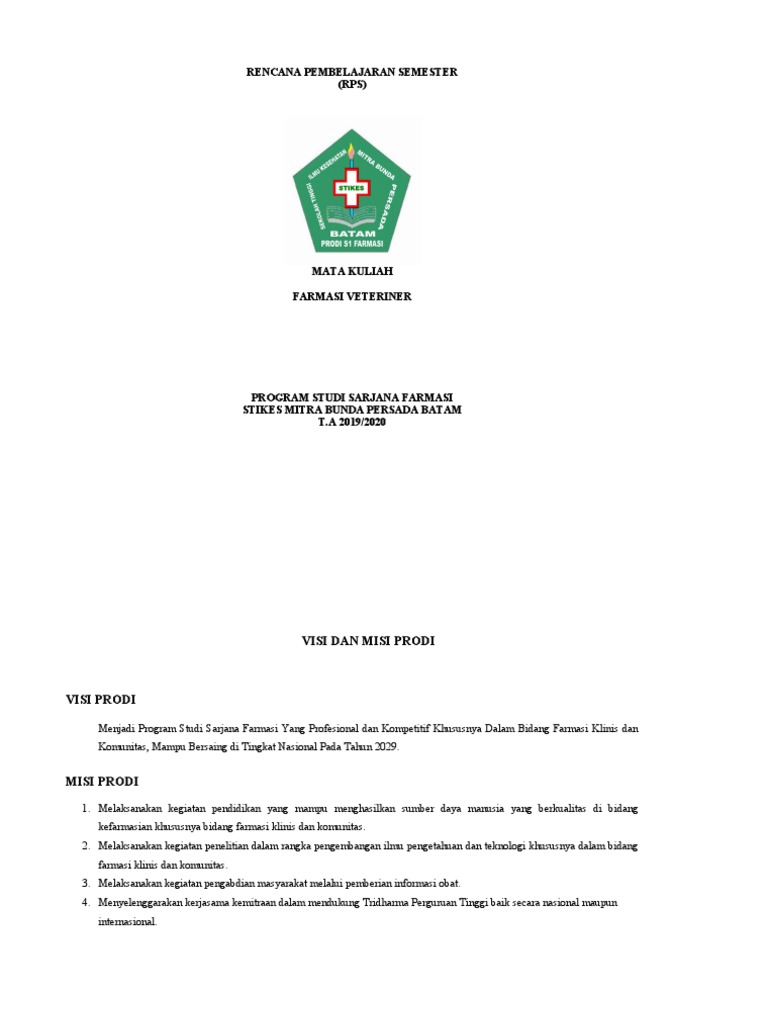 RPS Farmasi Veteriner | PDF | Kesehatan Holistik