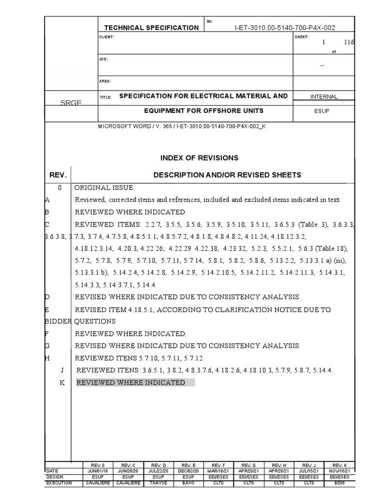 I-Et-3010.00-5140-700-P4x-002 - K - Specification For Electrical Material An... | PDF ...