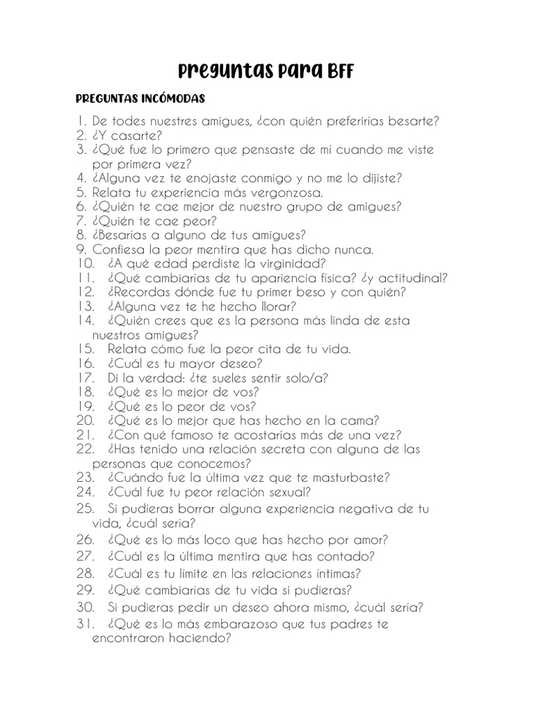Preguntas Para BFF | PDF