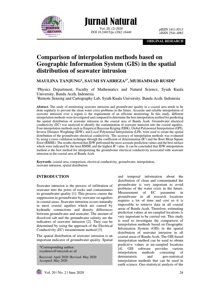 Comparison of Interpolation Methods Based On Geogr | PDF | Interpolation | Spatial Analysis