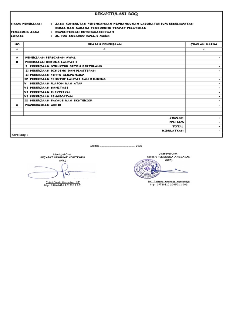 3. BOQ Balai K3 | PDF
