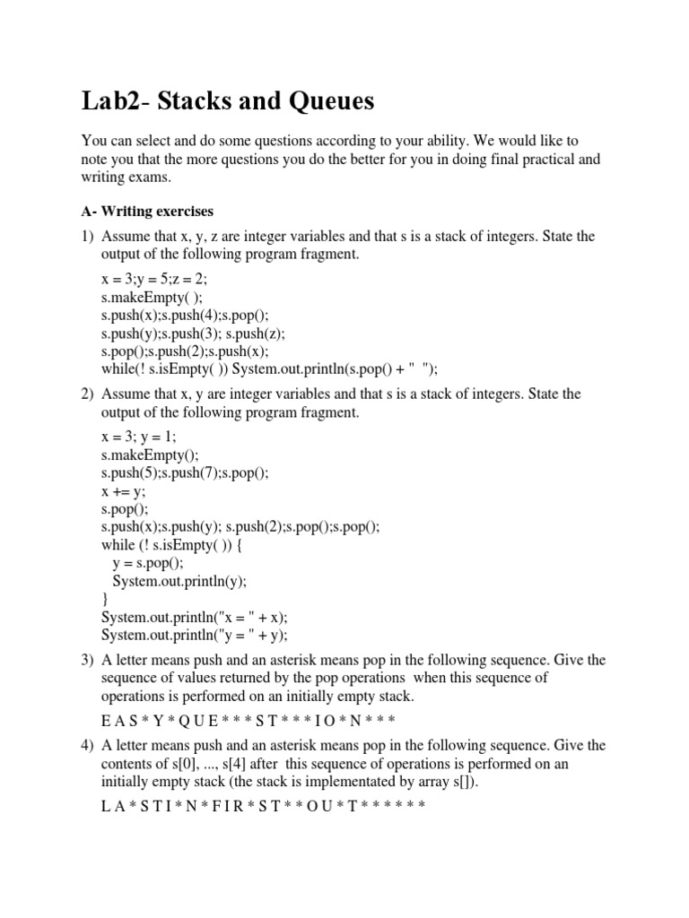 Lab 2 Pdf Queue Abstract Data Type Integer Computer Science 7834