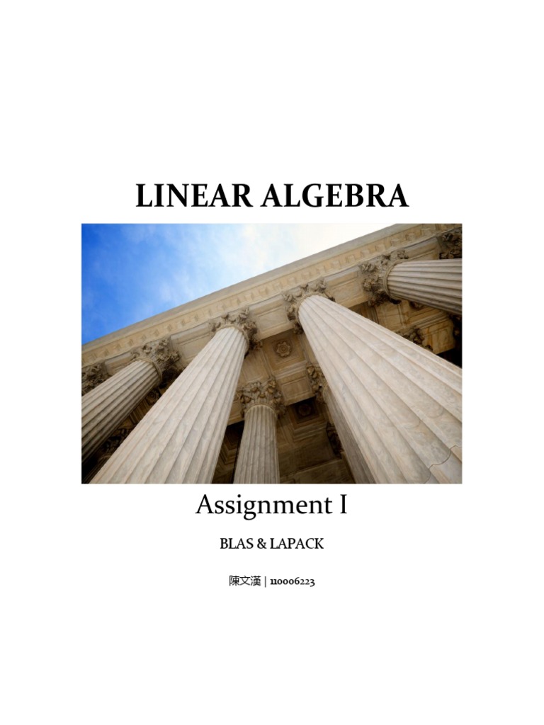 Linear Algebra: Assignment I | PDF | Matrix (Mathematics) | Eigenvalues And Eigenvectors