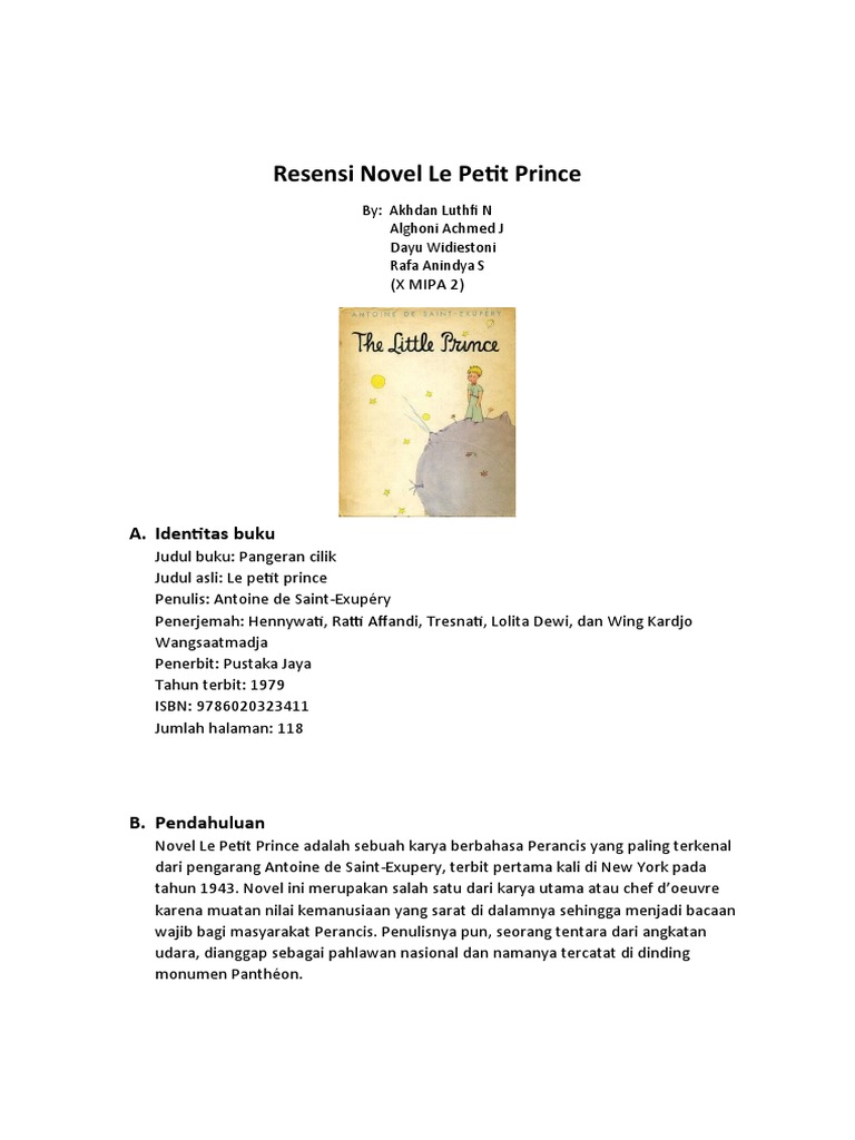 Resensi Novel Le Petit Prince | PDF | Puisi