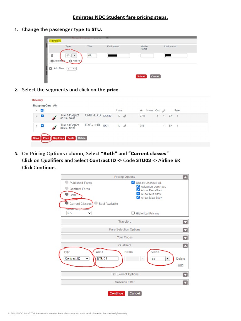 NDC Student Fare Pricing Steps | PDF