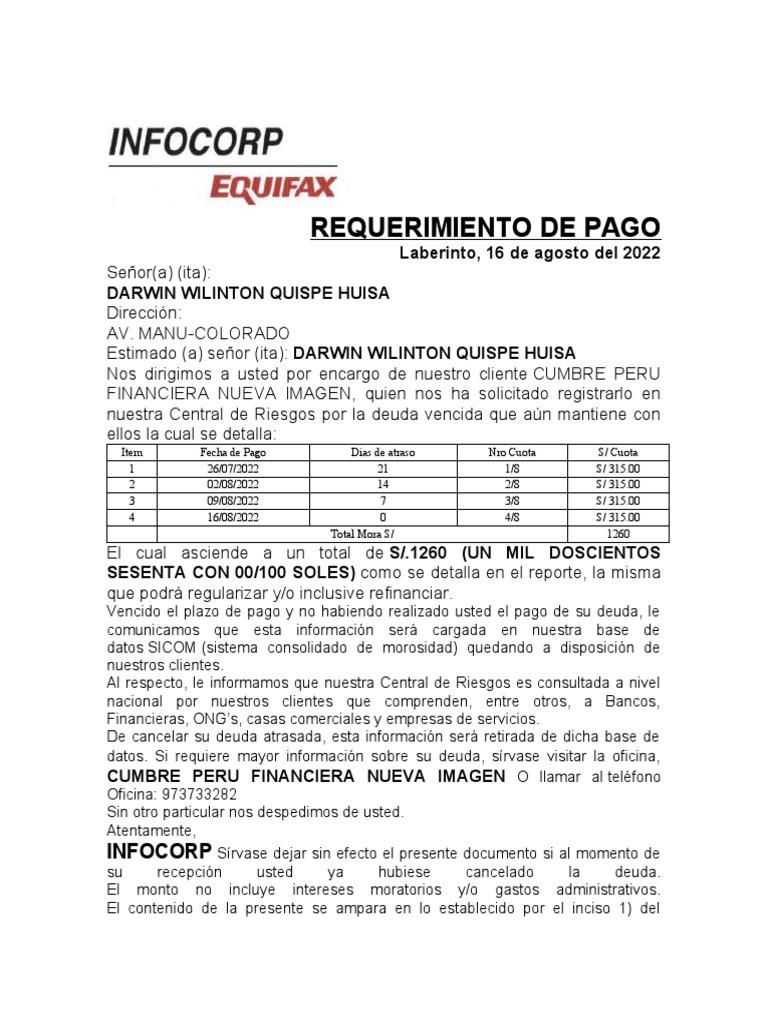 Requerimiento de Pago | PDF