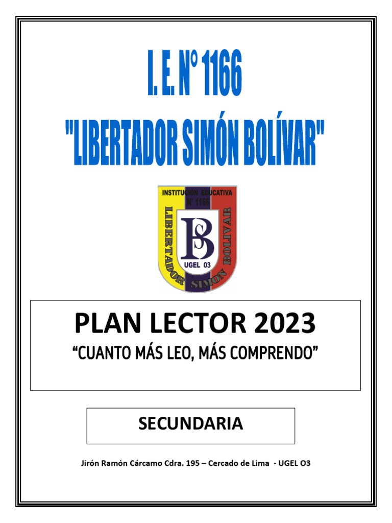 Plan Lector Secundaria IE LSB Ccesa007 | PDF | Ciencia cognitiva | Aprendizaje