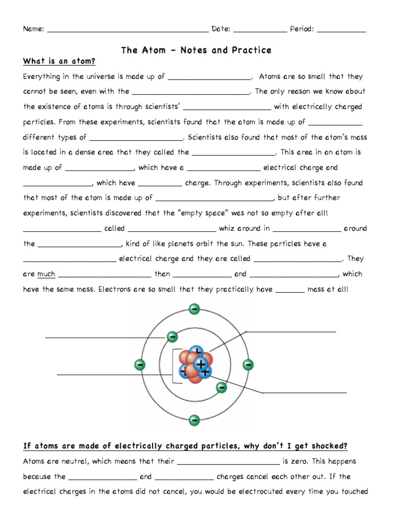 Atoms Worksheet | PDF | Atoms | Atomic Nucleus