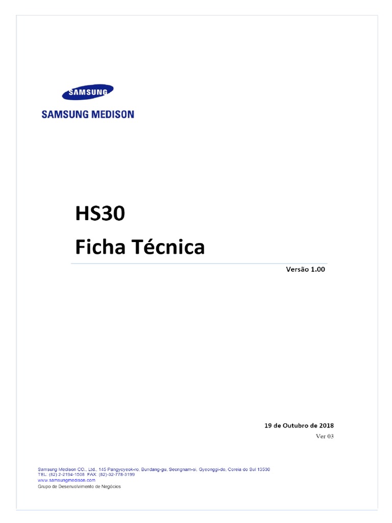 HS30 Ficha Técnica. Versão de Outubro de Ver 03 - PDF Free Download | PDF